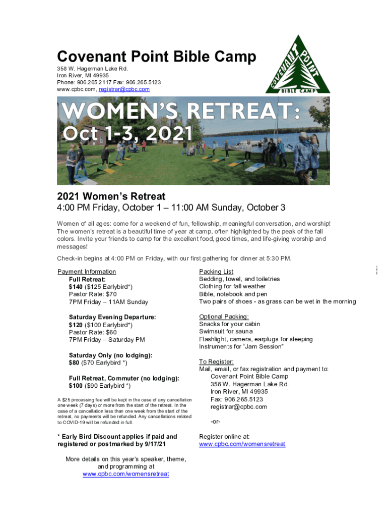 Fillable Online 2021 Women's Retreat Registration Form.docx Fax Email ...