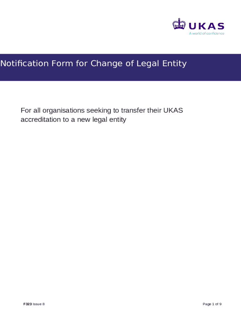 F323 Notification for Change of Legal Entity Doc Template | pdfFiller