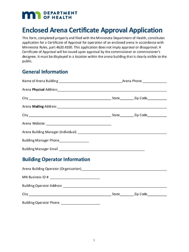 Fillable Online Get the free Application for Enclosed Arena Certificate ...