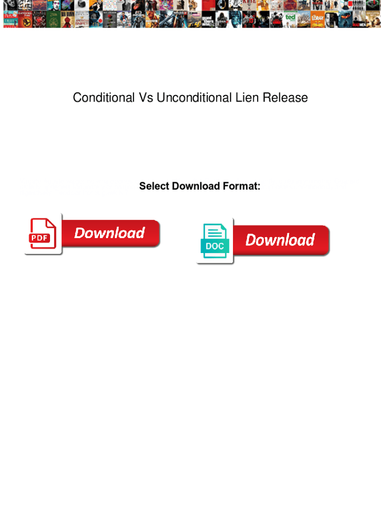Fillable Online Conditional Vs Unconditional Lien Release. Conditional ...