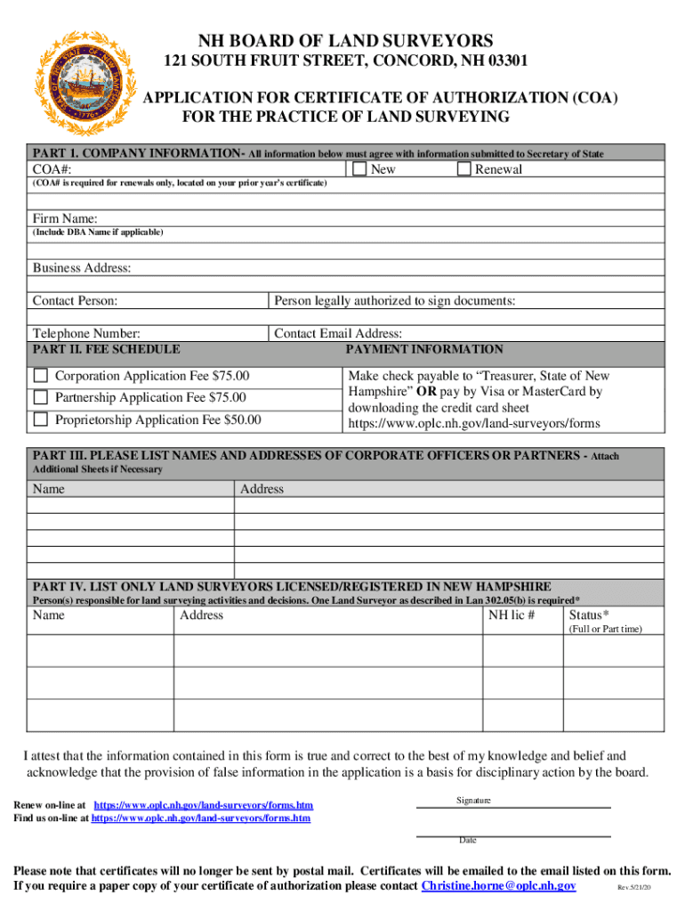 Fillable Online For Office Use Only STATE OF NEW HAMPSHIRE ... - oplc ...