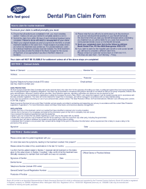 Fillable Online www.boots.comboots-private-claim-form-dataDental Plan ...