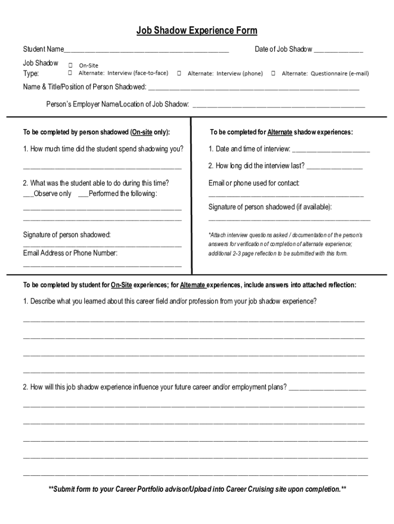 Fillable Online internal job shadow request email example Fax Email ...