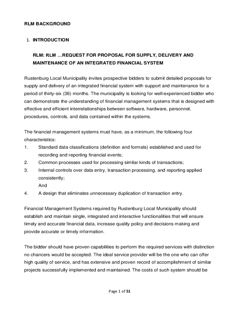 Fillable Online 1. INTRODUCTION RLM: RLM REQUEST FOR ... - etenders.gov.za Fax Email Print ...