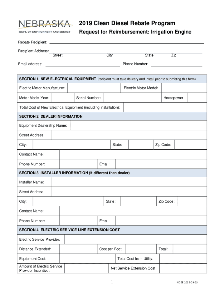 Fillable Online deq ne 2019 Clean Diesel Rebate Program - Request for ...