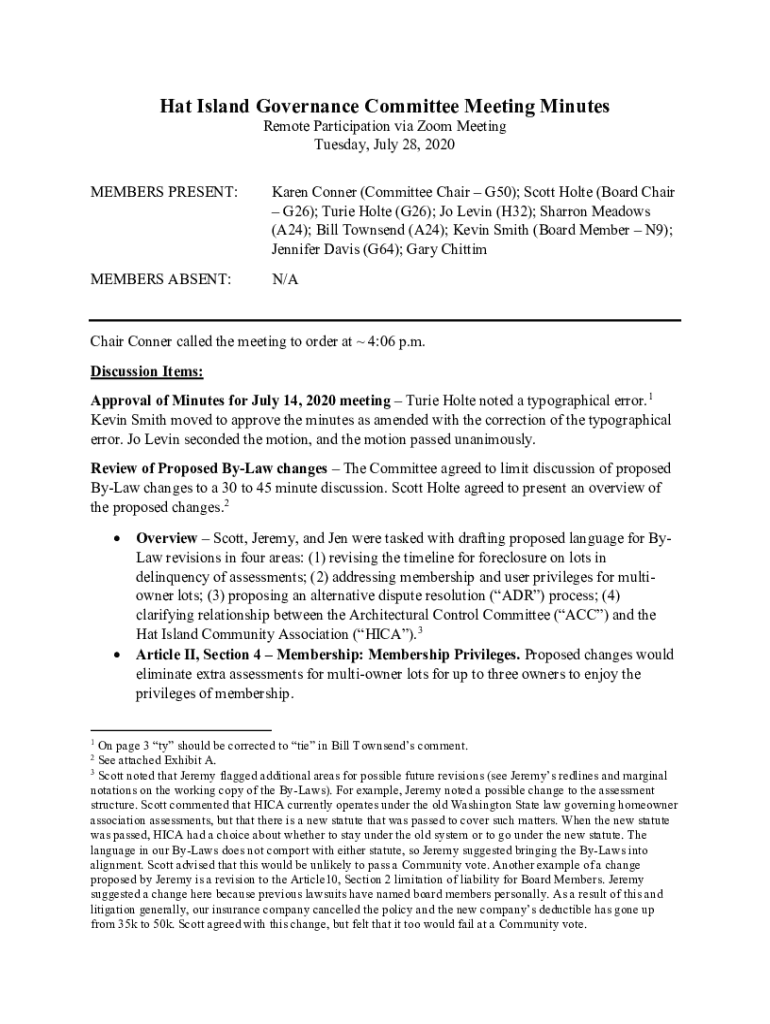 Fillable Online Karen Conner (Committee Chair G50); Scott Holte (Board ...
