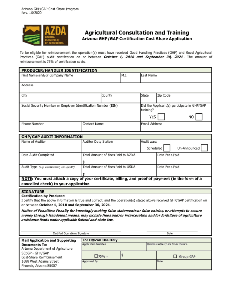 Fillable Online Arizona Ghp/Gap Certification Cost Share Application Form Fax Email Print ...
