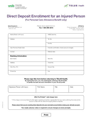 Fillable Online Worker's Direct Deposit Enrollment Form Fax Email Print ...