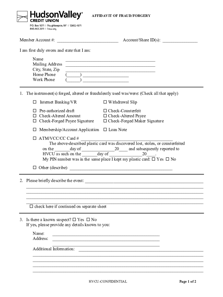 Fillable Online AFFIDAVIT OF FRAUD/FORGERY Fax Email Print - pdfFiller