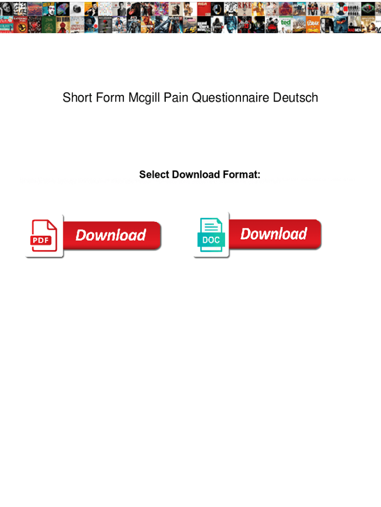 Fillable Online Short Form Mcgill Pain Questionnaire Deutsch. Short ...