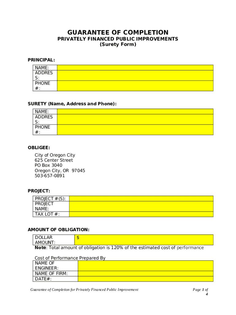 Guarantee of Completion - Surety . Guarantee of completion, privately ...