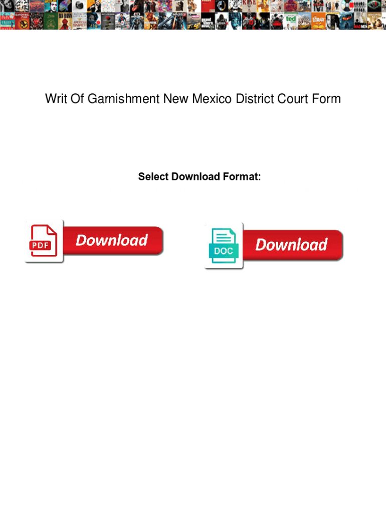 Fillable Online Writ Of Garnishment New Mexico District Court Form ...