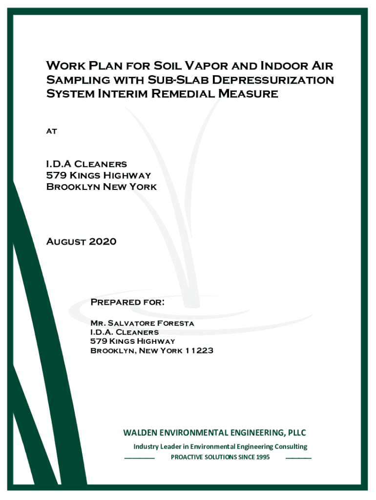 Fillable Online Work Plan for Soil Vapor and Indoor Air Sampling with ...