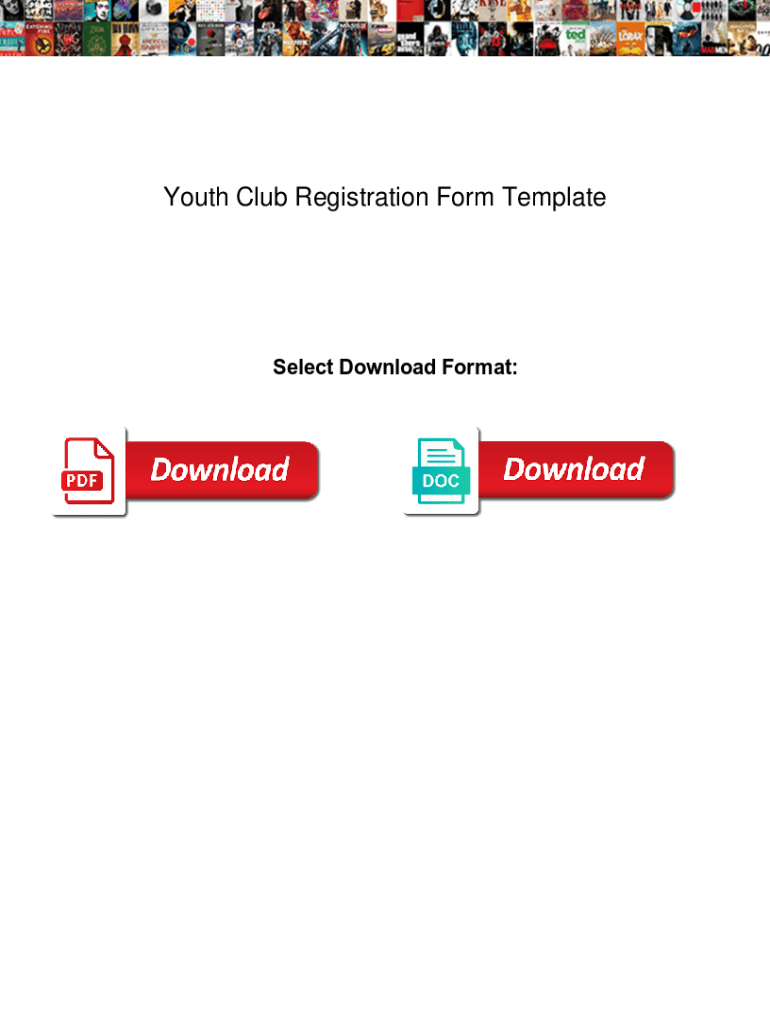Fillable Online Youth Club Registration Form Template. Youth Club ...