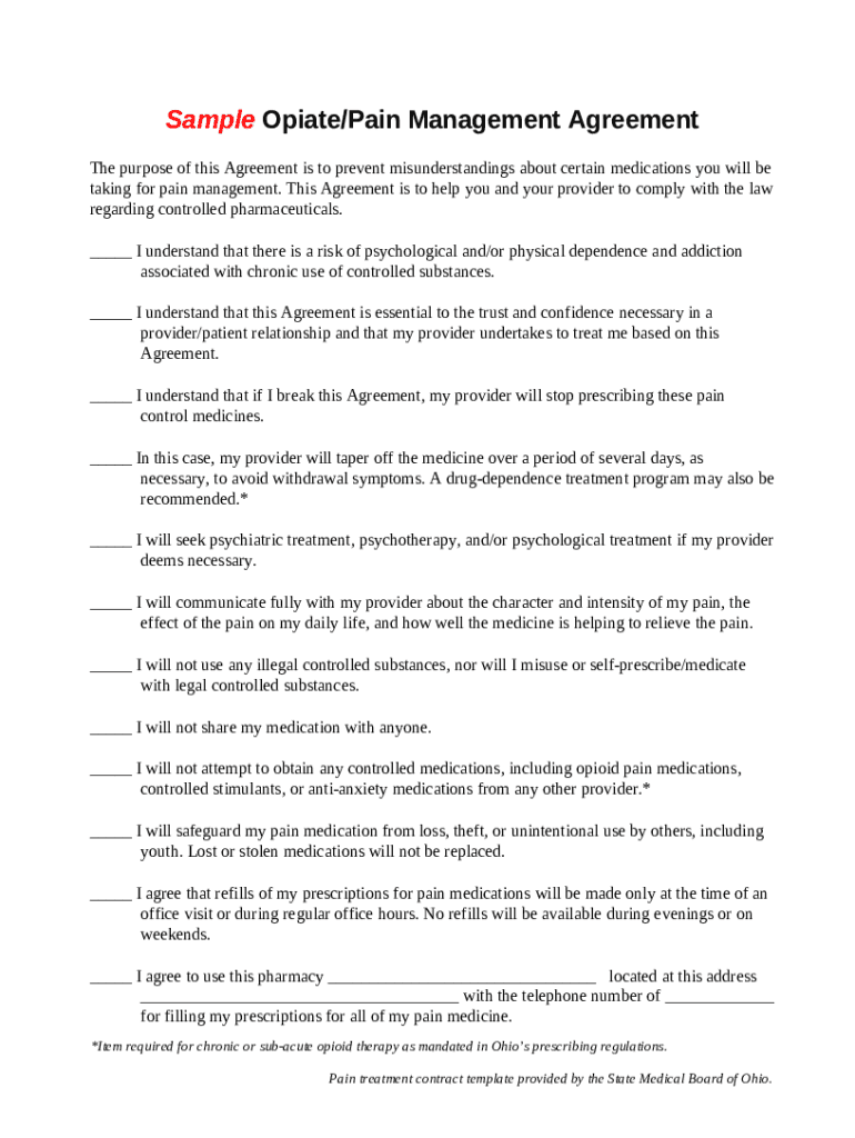 Sample Opioid Treatment Agreements - University of Chicago Doc Template ...