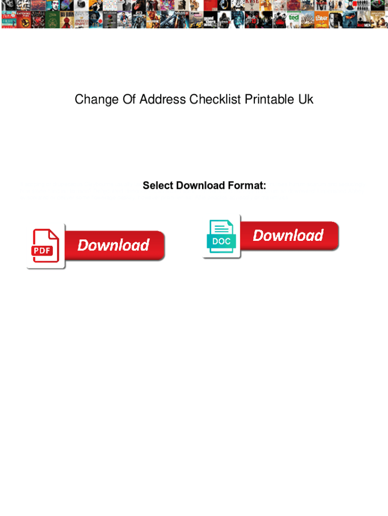 Fillable Online Change Of Address Checklist Printable Uk. Change Of ...