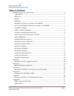 Fillable Online Financial Assistance Policy English. Financial ...