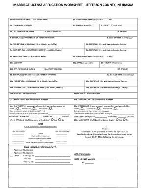 Fillable Online Marriage License Application and Instructions ...