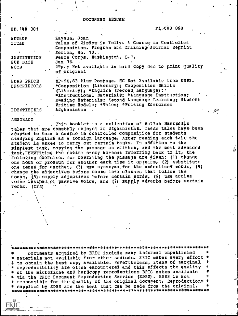 Fillable Online Tales of Wisdom in Folly. A Course in Controlled ...