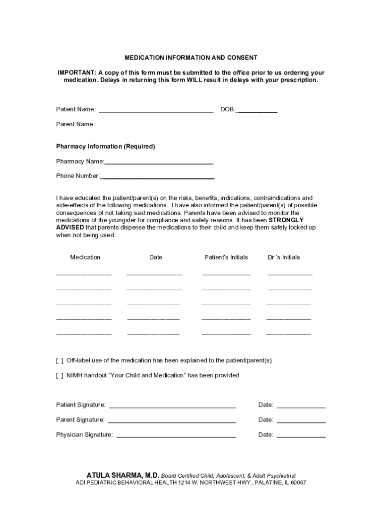 Fillable Online 2020 Medication Consent Form Fax Email Print - pdfFiller
