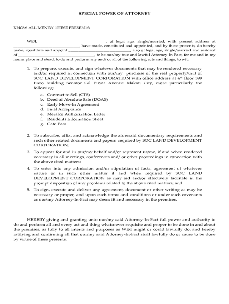 Fillable Online HQP-HLF-064 Special Power of Attorney (SPA) - Forms ...