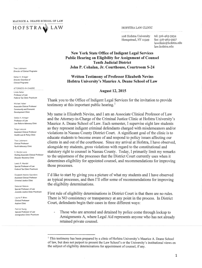 Fillable Online ClinicsMaurice A. Deane School of Law at Hofstra University Fax Email Print ...