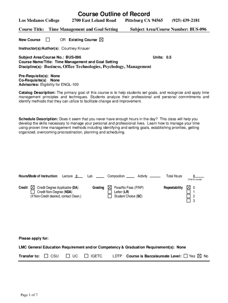 Fillable Online Los Medanos College Counselor Appointment : Suggested ...