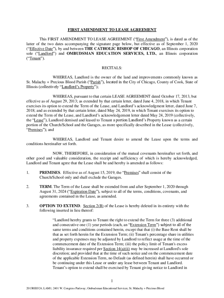 Fillable Online my epicenternow first amendment to option and tower structure lease agreement ...