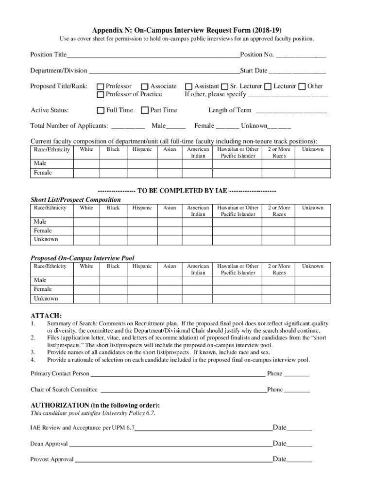 Fillable Online Appendix N: On-Campus Interview Request Form(2013-14 ...