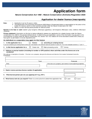 Fillable Online ESR/2016/2020 Application for Commercial Wildlife ...
