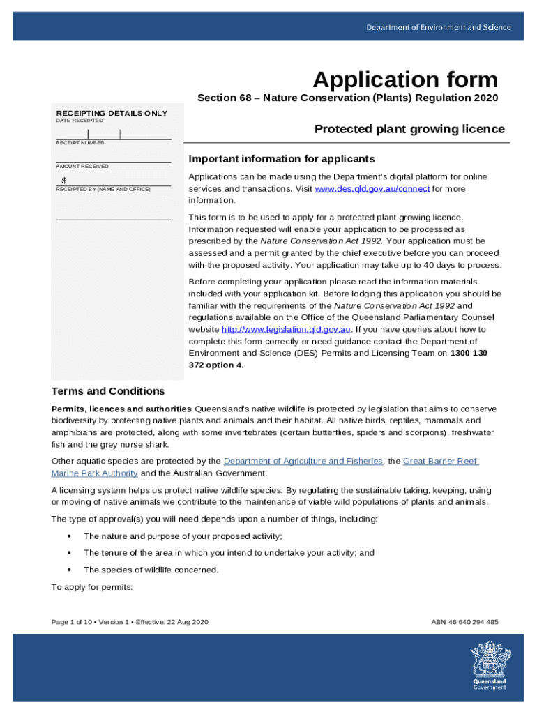 Application Protected plant growing licence. This is to be used to ...