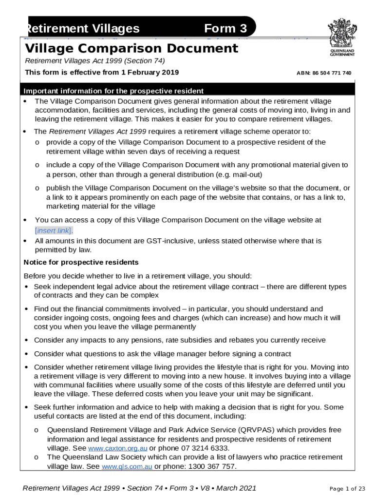 www.qld.gov.auhousingassetsRetiremement Villages 3 - Village Comparison ...