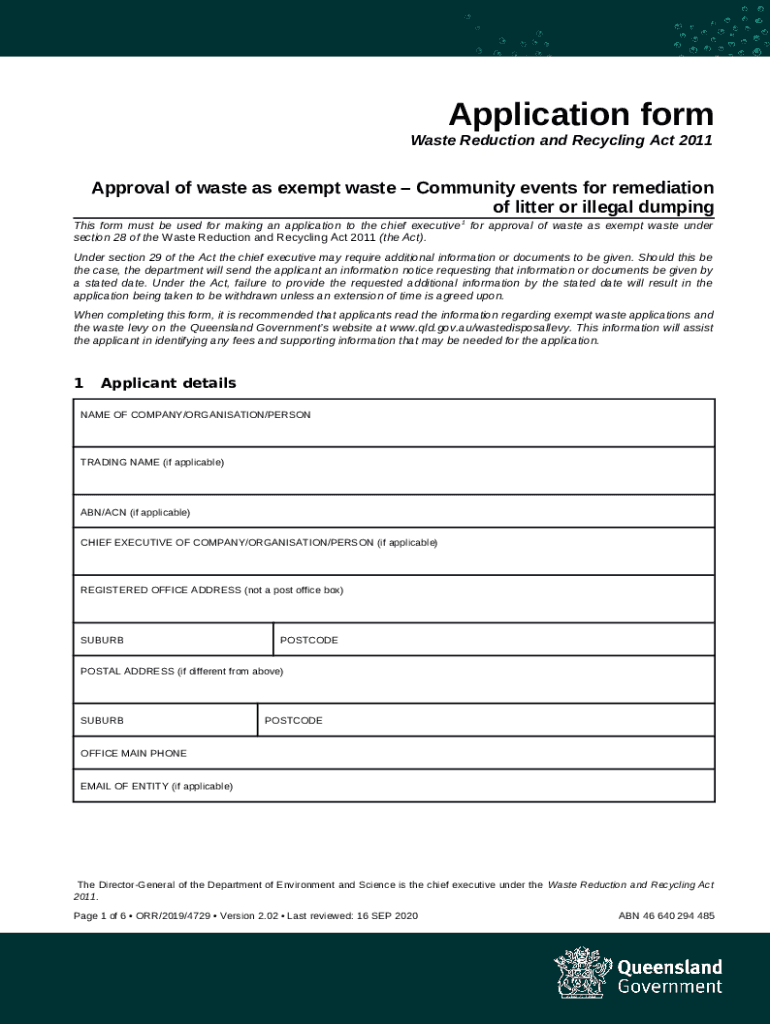Approval of waste as exempt waste - community events for remediation of ...