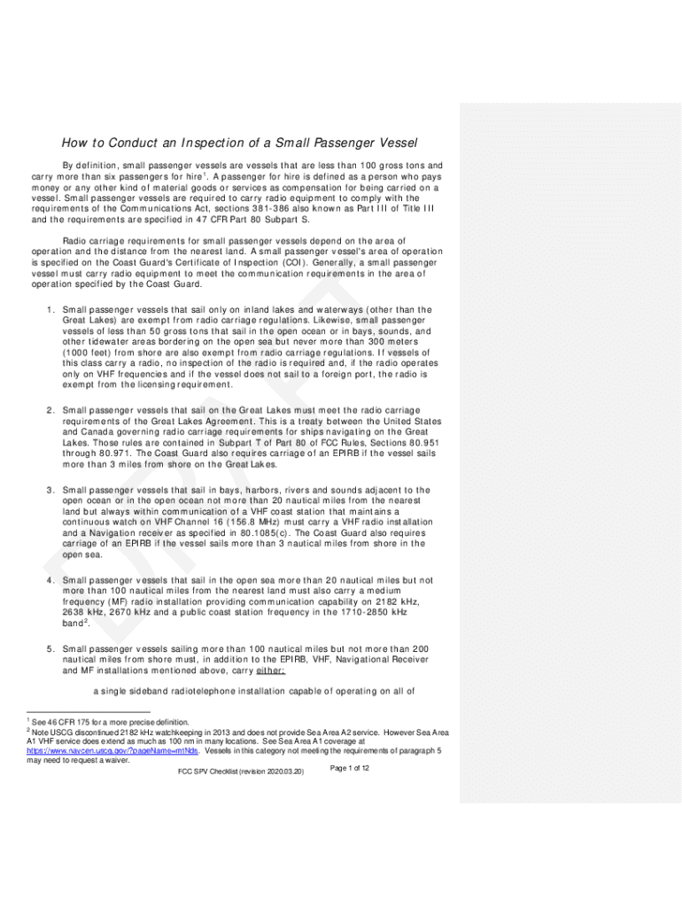 Fillable Online GREAT LAKES VESSEL INSPECTION CHECKLIST Fax Email Print ...