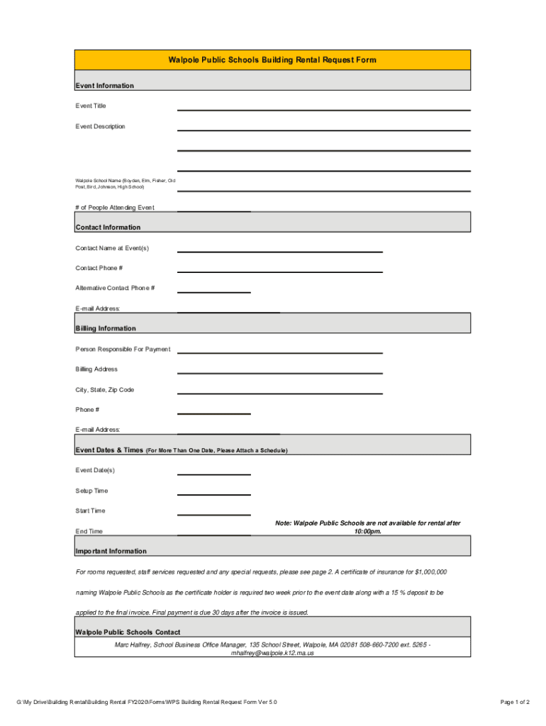 Fillable Online WPS Building Rental Request Form Ver 5.0.xlsx Fax Email ...