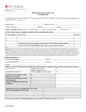 Fillable Online Summer 2020 Signature Form - smu.edu Fax Email Print ...
