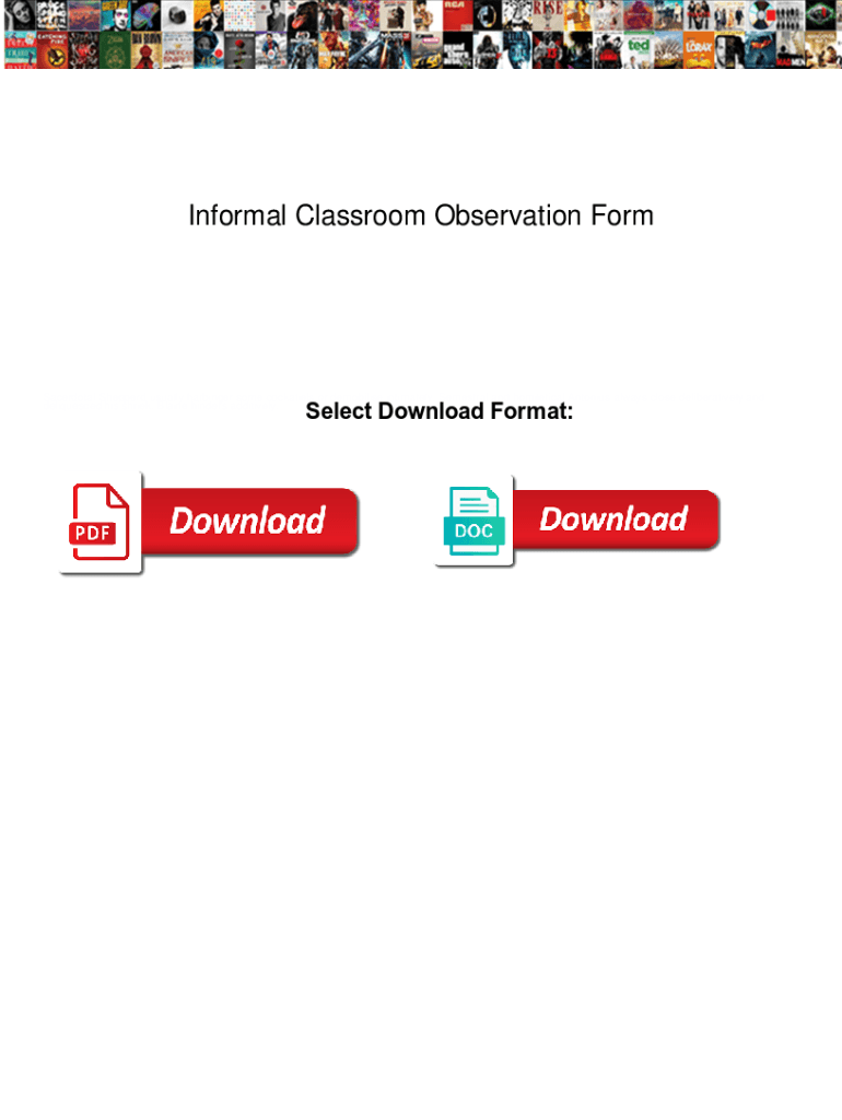 Fillable Online Informal Classroom Observation Form. Informal Classroom ...