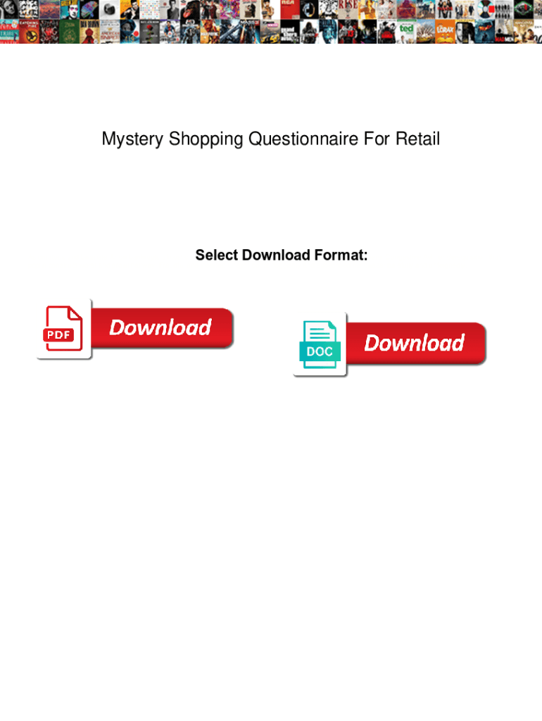 Fillable Online Mystery Shopping Questionnaire For Retail. Mystery ...