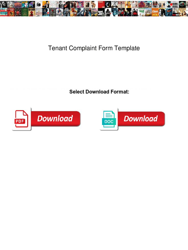 Fillable Online Tenant Complaint Form Template. Tenant Complaint Form ...