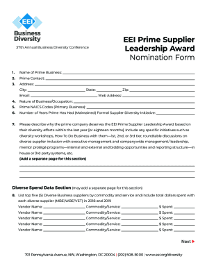 Fillable Online EEI- 37th Annual EEI Business Diversity Virtual ...