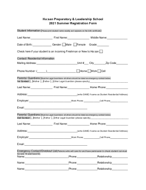 Fillable Online 2021 summer school registration form Fax Email Print ...