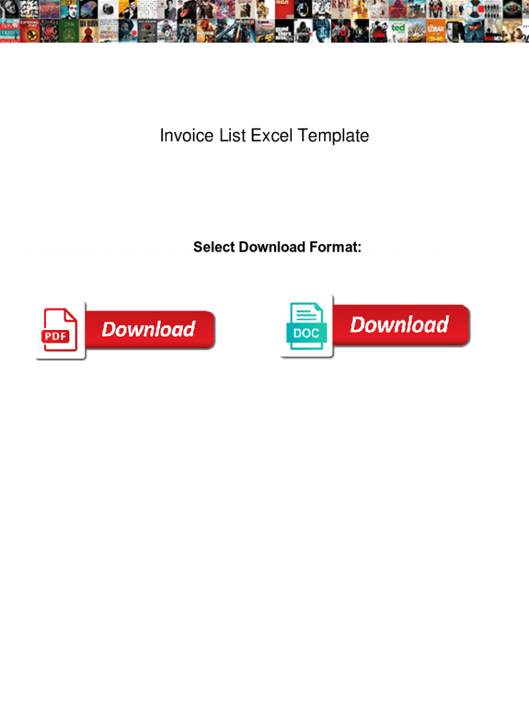 Fillable Online Invoice List Excel Template. Invoice List Excel ...