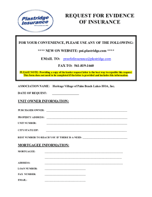 Fillable Online request for evidence of insurance - Coco Wood Lakes ...