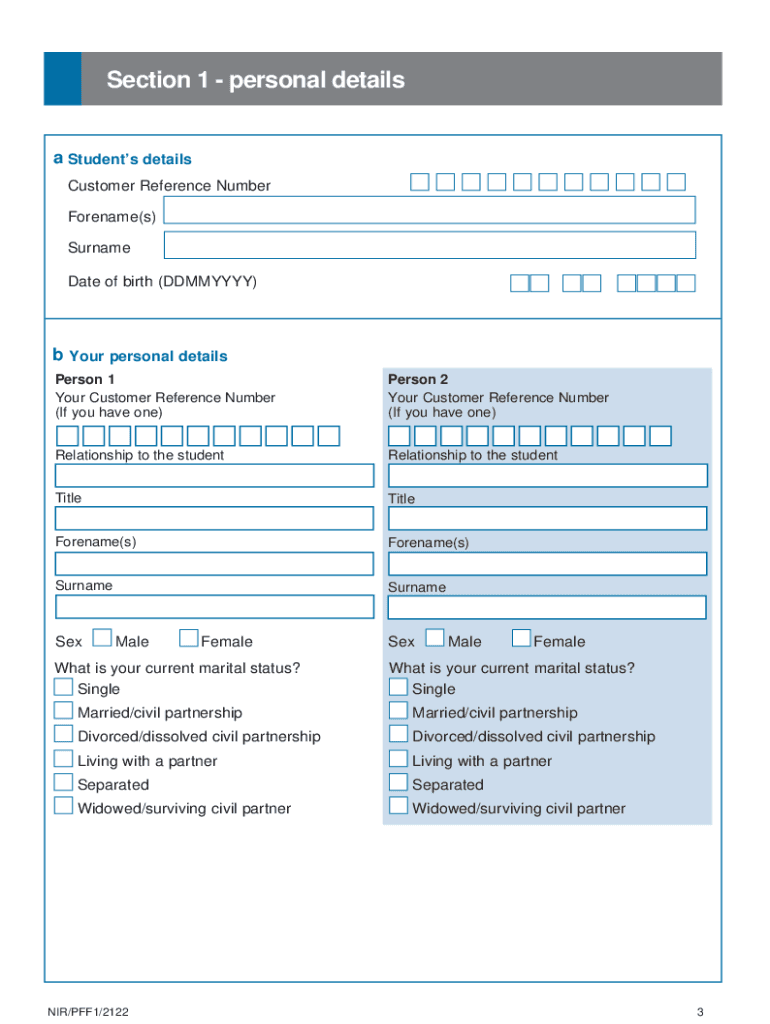 Fillable Online PFF1 - Assessment of financial circumstances - 2021/22 ...