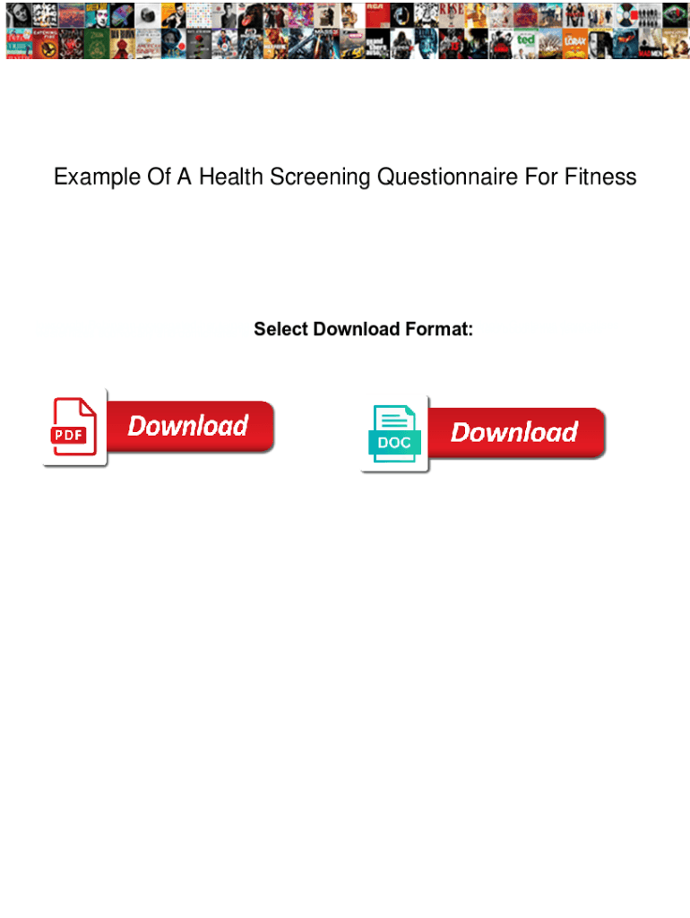 Fillable Online Example Of A Health Screening Questionnaire For Fitness ...