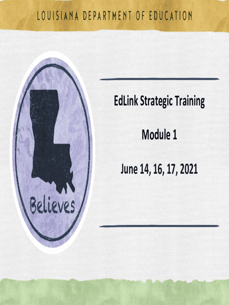 Fillable Online leads13 doe louisiana EdLink Strategic Training Module ...