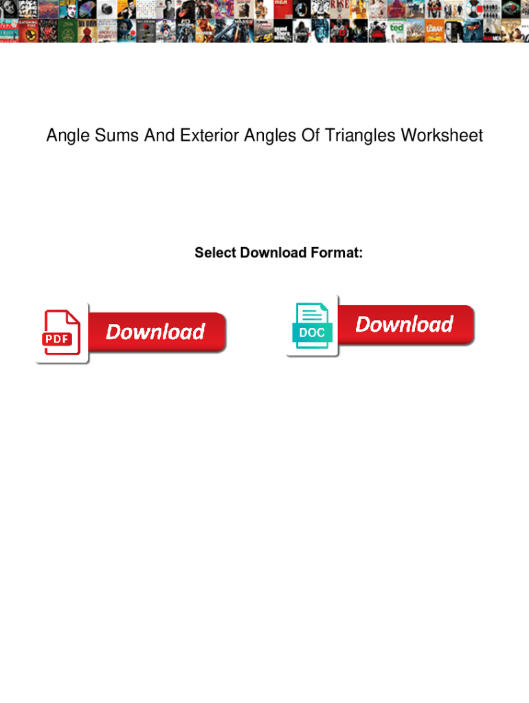 Fillable Online Angle Sums And Exterior Angles Of Triangles Worksheet ...