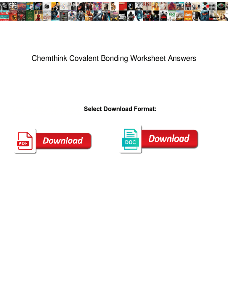 Fillable Online Chemthink Covalent Bonding Worksheet Answers. Chemthink ...