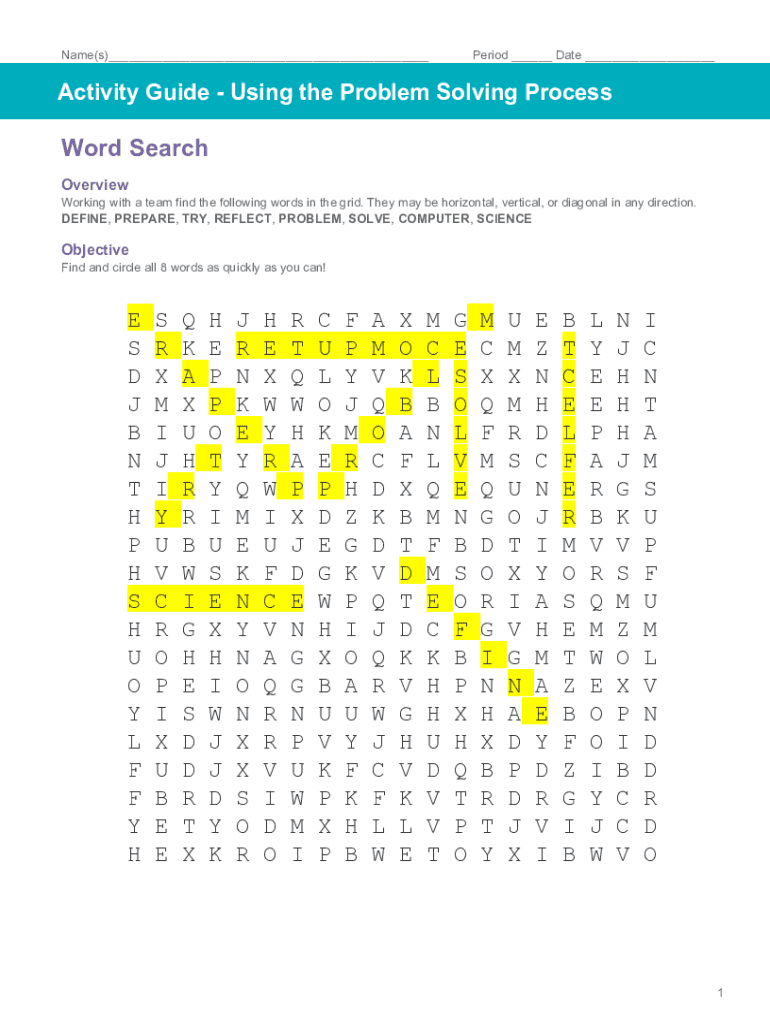 Fillable Online U1L03 Activity Guide - Using the Problem Solving Process ... Fax Email Print ...