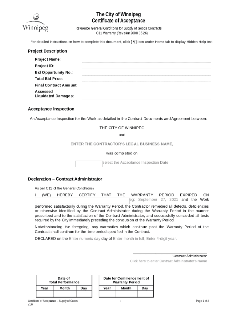 goods acceptance Doc Template | pdfFiller